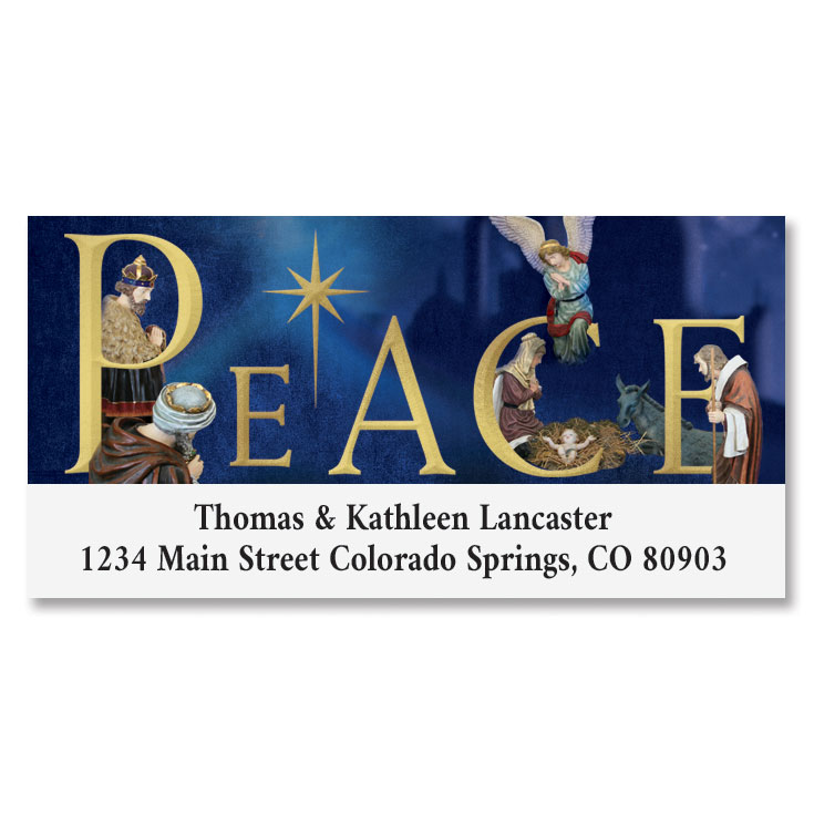 Peace Nativity Deluxe Return Address Labels | Colorful Images
