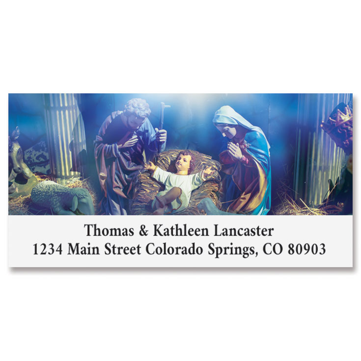 Blessed Nativity Deluxe Return Address Labels | Colorful Images