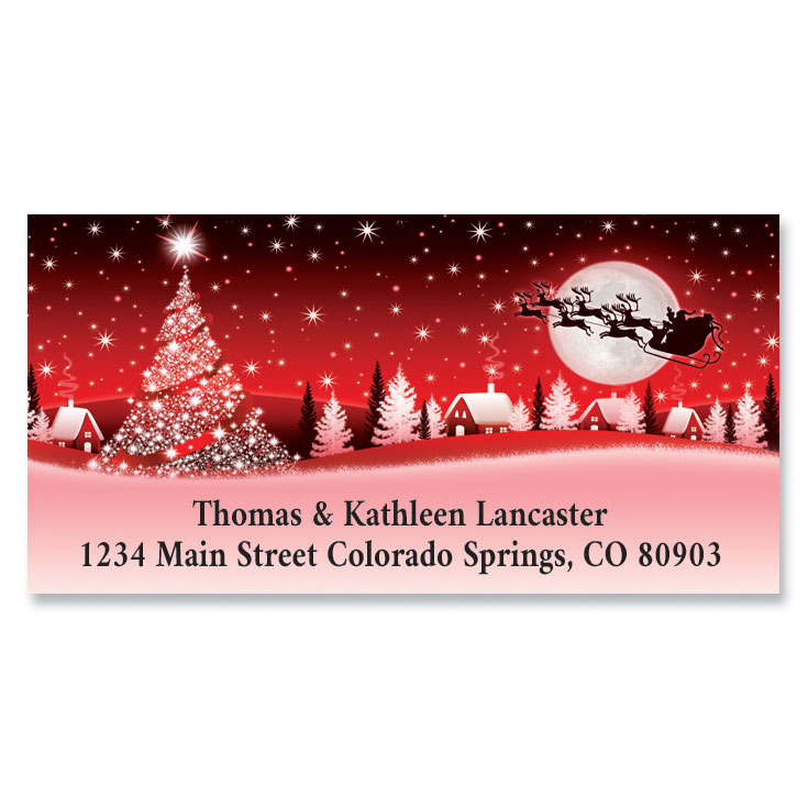 Red Glitter Deluxe Return Address Labels | Colorful Images
