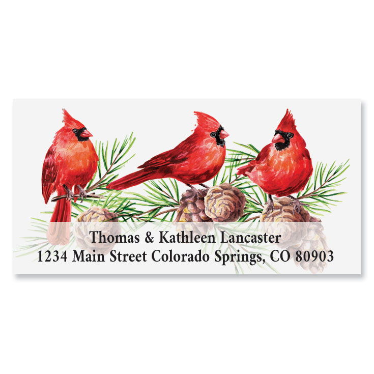Cardinal Wishes Deluxe Return Address Labels | Colorful Images