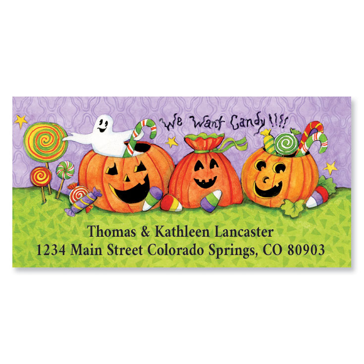 We Want Candy Deluxe Return Address Labels | Colorful Images