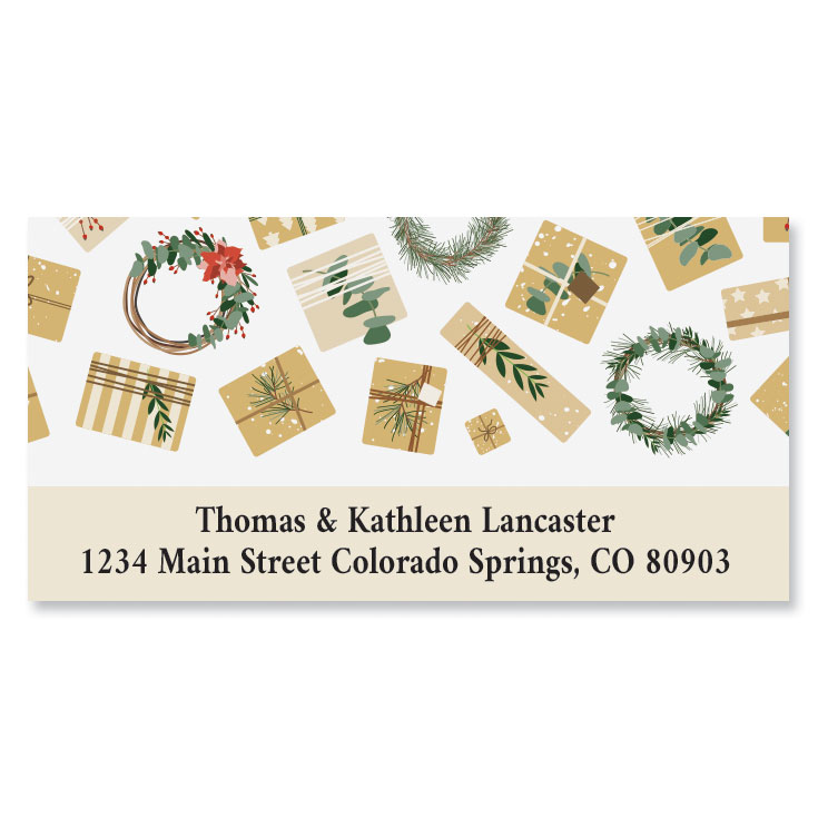 Holiday Kraft Gifts Deluxe Return Address Labels | Colorful Images