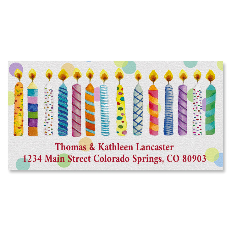 Candle Celebration Deluxe Return Address Labels | Colorful Images