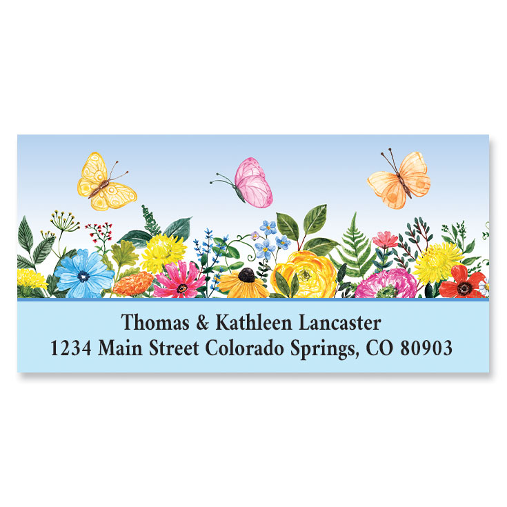 Fields of Color with Butterflies Deluxe Return Address Labels ...