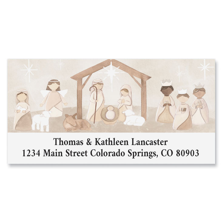 Kinder Nativity Deluxe Return Address Labels | Colorful Images