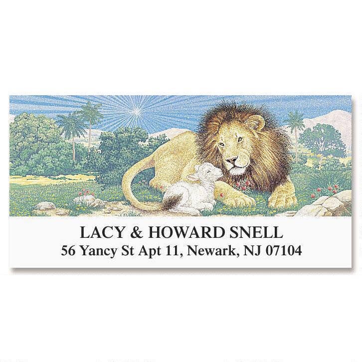 Lion Lamb Deluxe Return Address Labels | Colorful Images