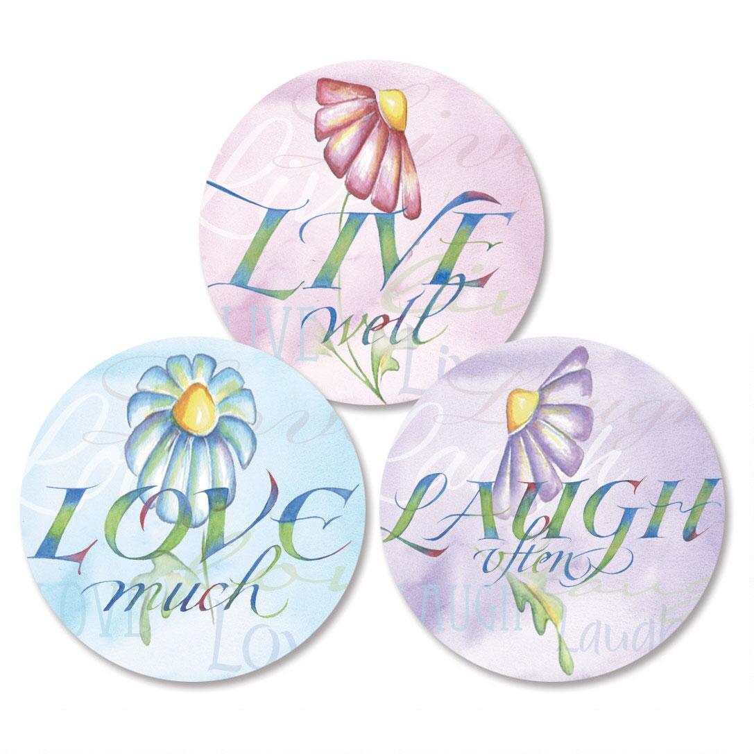 Live, Love, Laugh Envelope Seals | Colorful Images