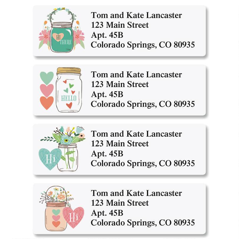 Mason Jar Classic Return Address Labels (4 Designs) | Colorful Images
