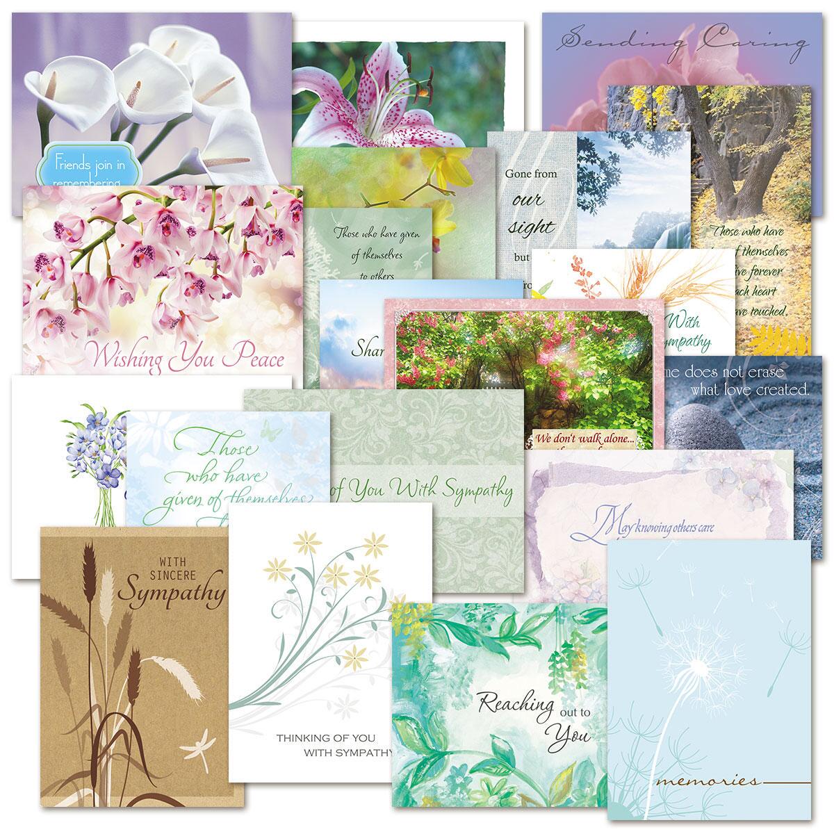 Mega Sympathy Greeting Cards Value Pack - 40 | Colorful Images