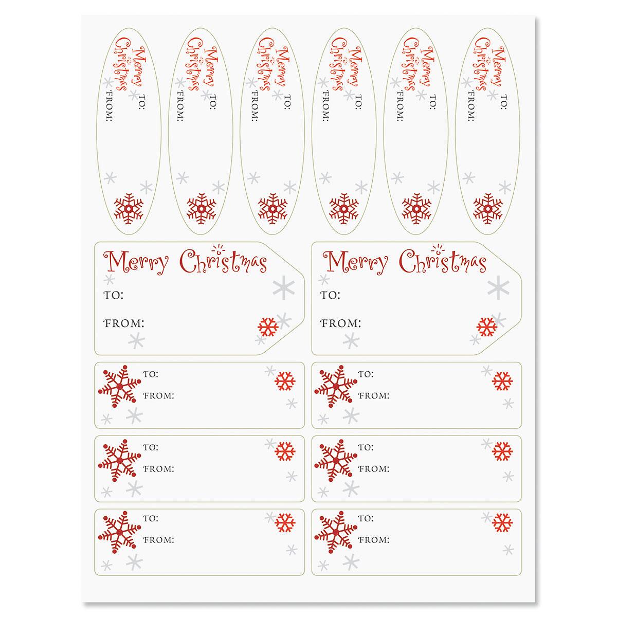 Merry Christmas Script Gift Wrap To/From Labels | Colorful Images