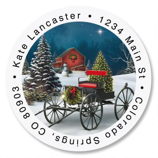 Midnight Singers Christmas Round Return Address Labels | Colorful Images