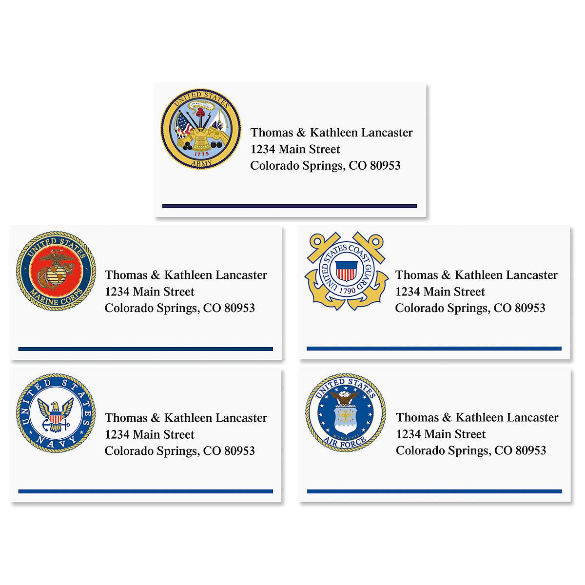 Military Emblem Border Address Labels | Colorful Images