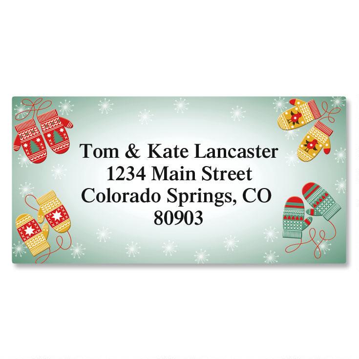 Christmas Mittens Border Return Address Labels | Colorful Images