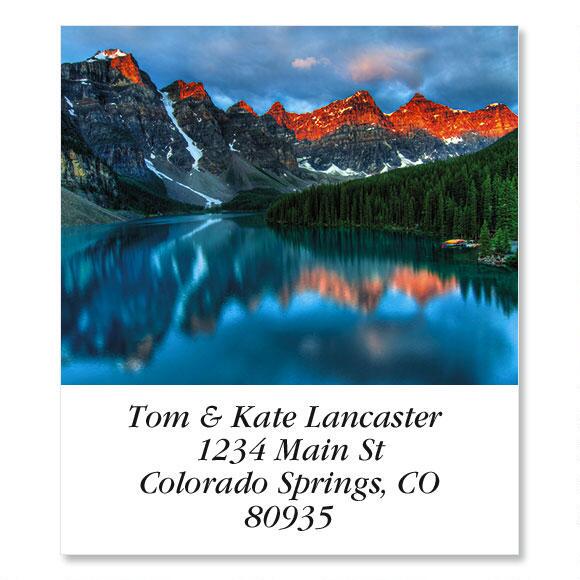 Mountain Lake Sunrise Select Return Address Labels | Colorful Images