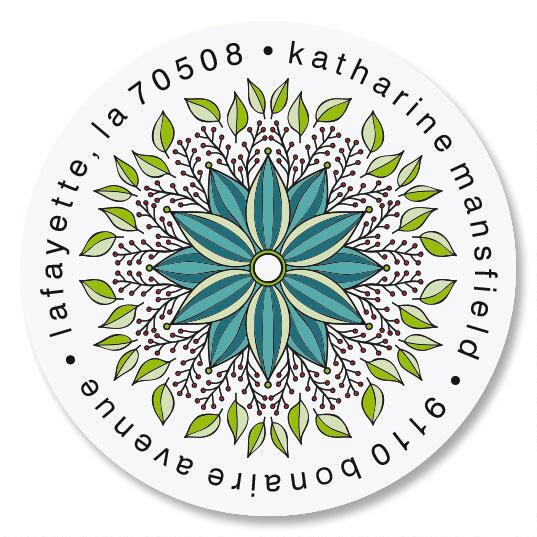 Organic Bloom Round Return Address Labels | Colorful Images