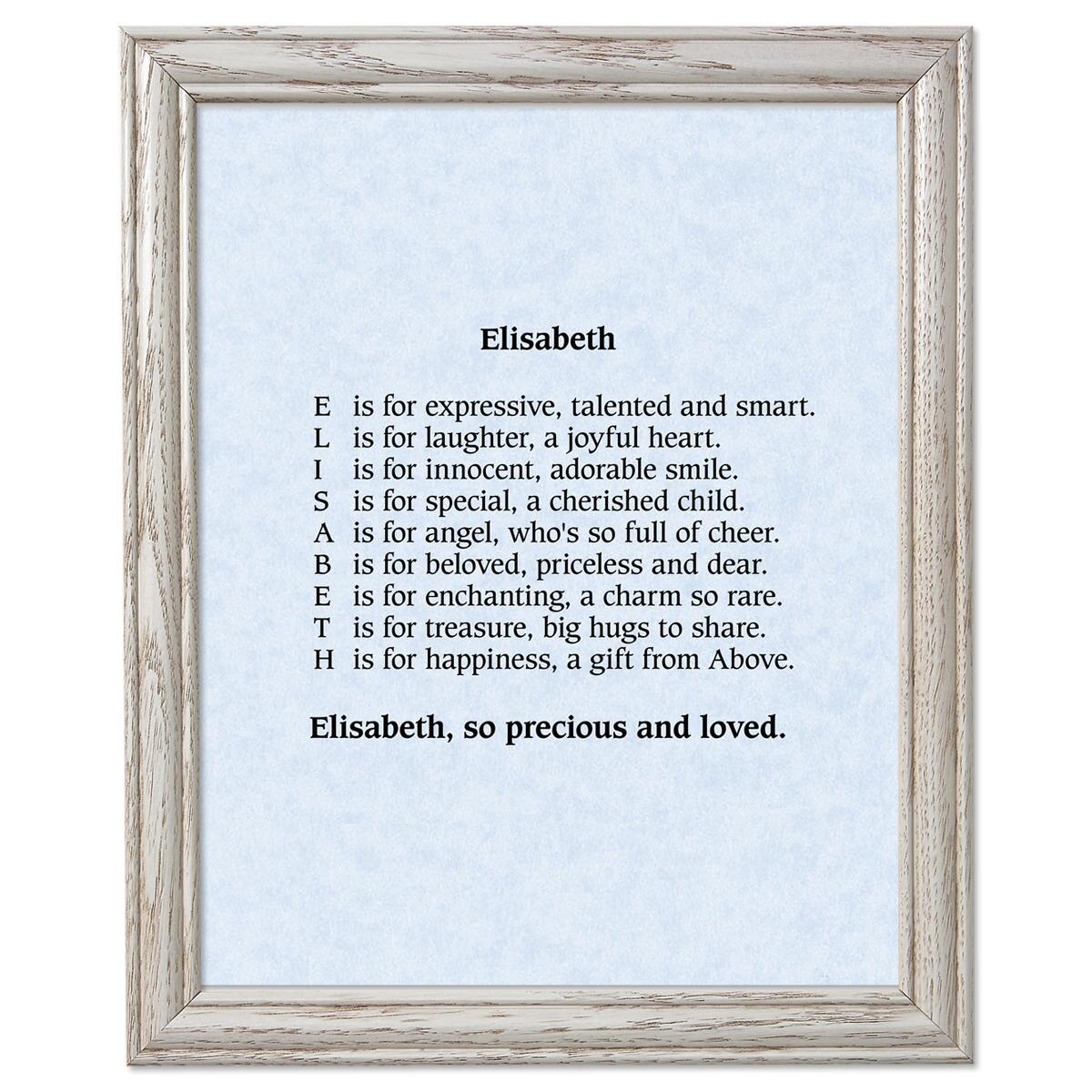 Parchment Blue Framed Name Poem Print | Colorful Images