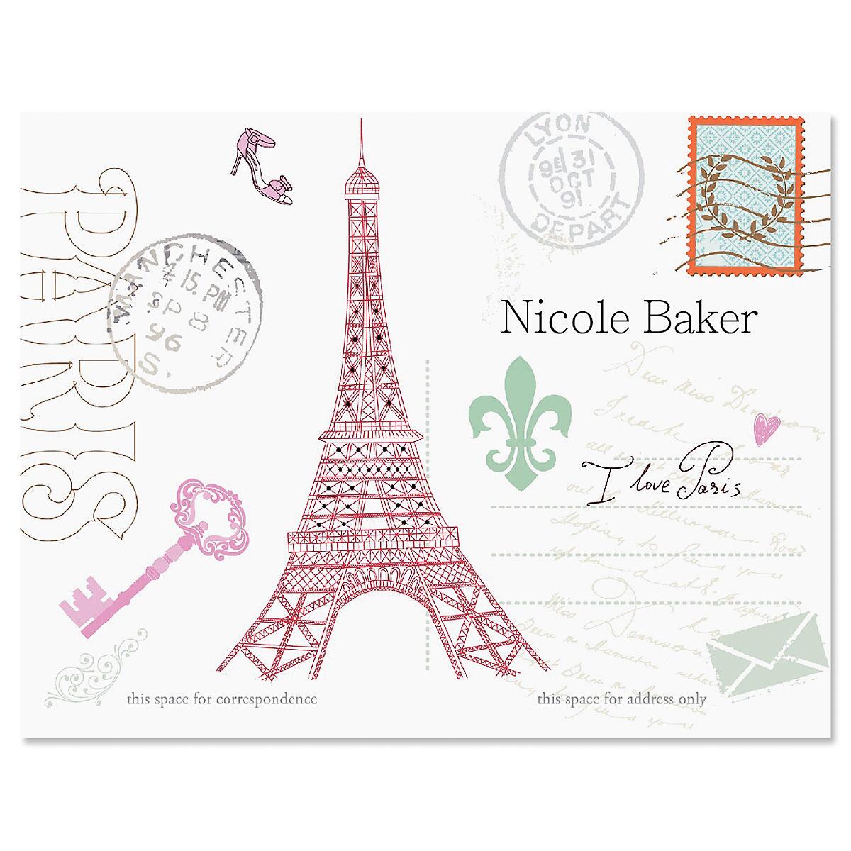 Paris Personalized Note Cards | Colorful Images