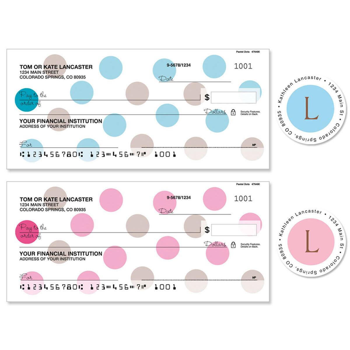 Pastel Dots Personal Duplicate Checks with Matching Address Labels ...
