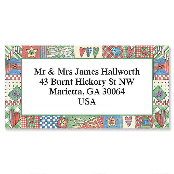 Patchwork Border Return Address Labels | Colorful Images