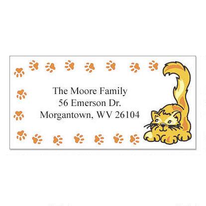 Paw Prints Cats Border Return Address Labels | Colorful Images