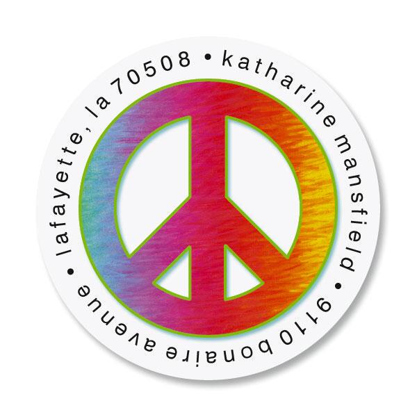 Peace Sign Round Return Address Labels | Colorful Images
