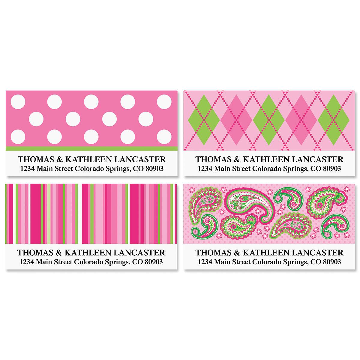 Pink Patterns Deluxe Return Address Labels | Colorful Images