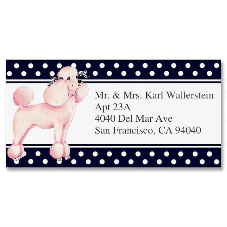 Pink Poodle Border Return Address Labels | Colorful Images