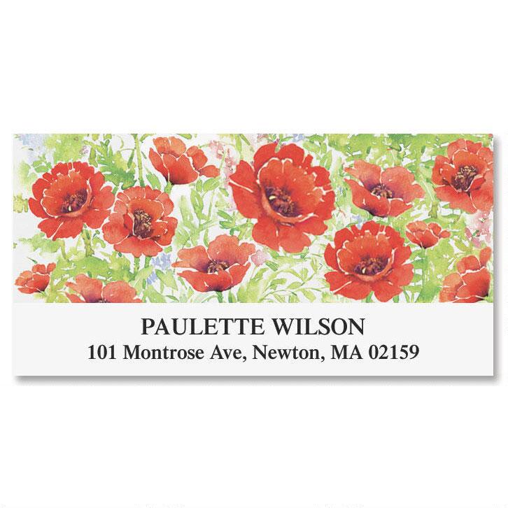 Poppies Deluxe Return Address Labels | Colorful Images