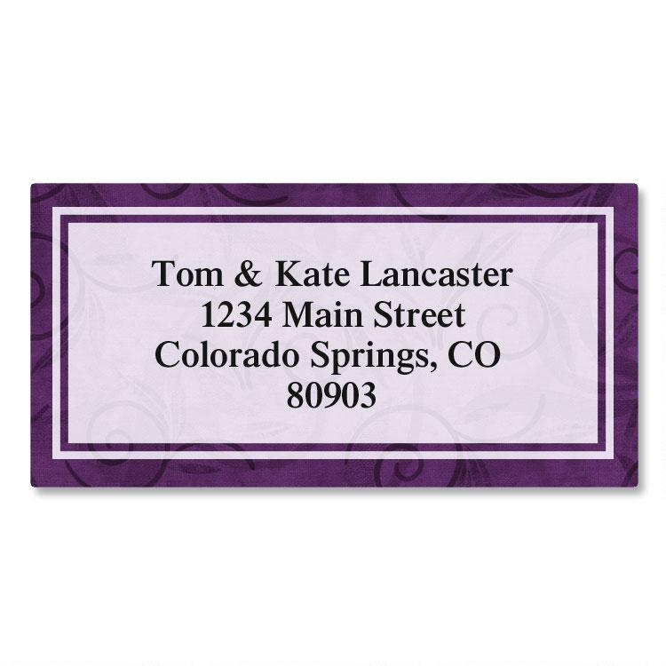 Purple Scroll Border Return Address Labels | Colorful Images
