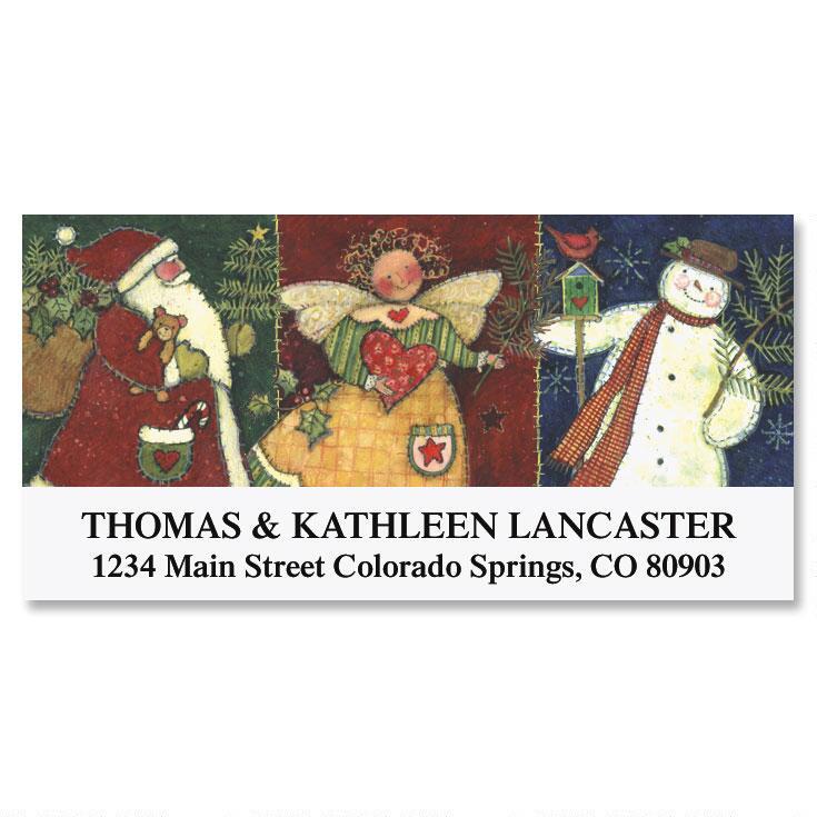 Quilted Christmas Deluxe Address Labels | Colorful Images