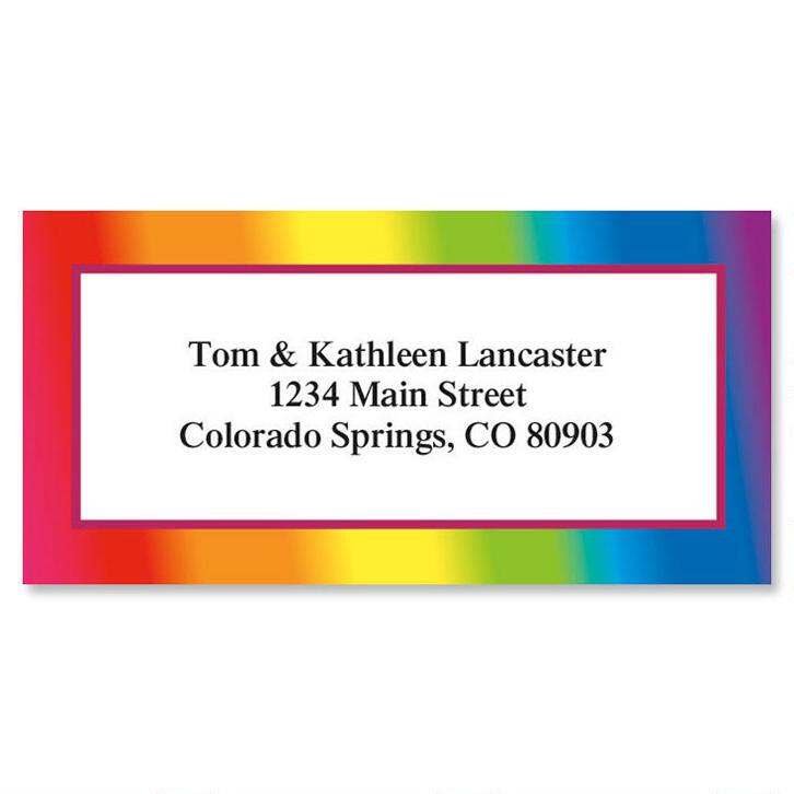 Rainbow Border Return Address Labels | Colorful Images