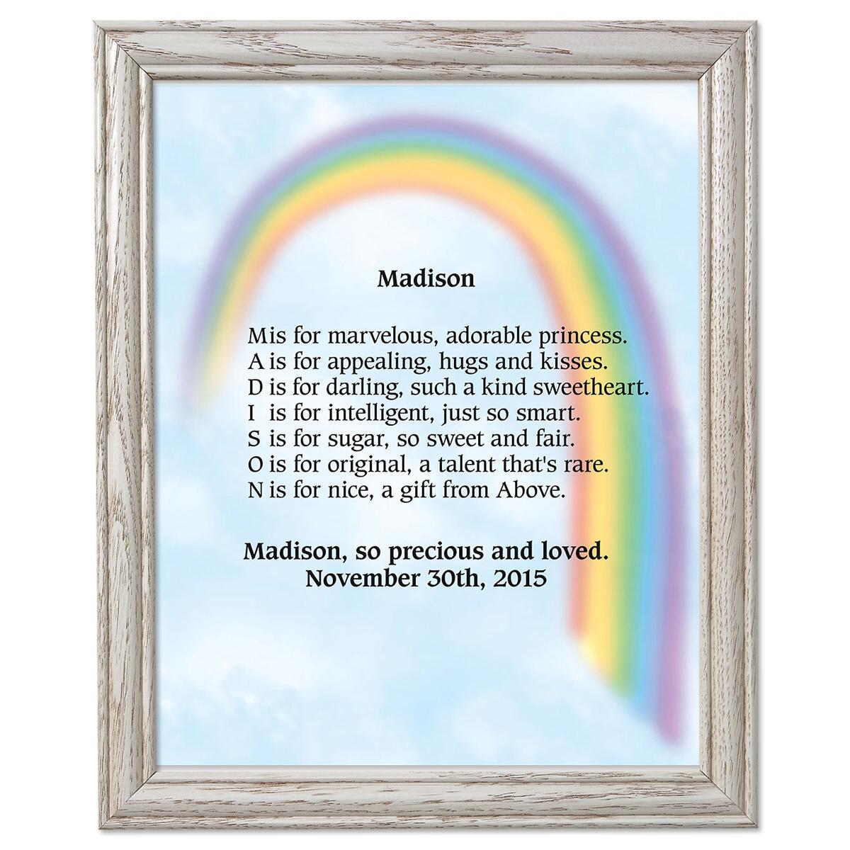 Rainbow Framed Name Poem Print | Colorful Images