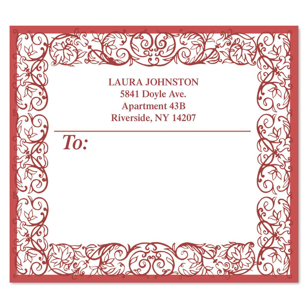 Red Toile Package Labels | Colorful Images