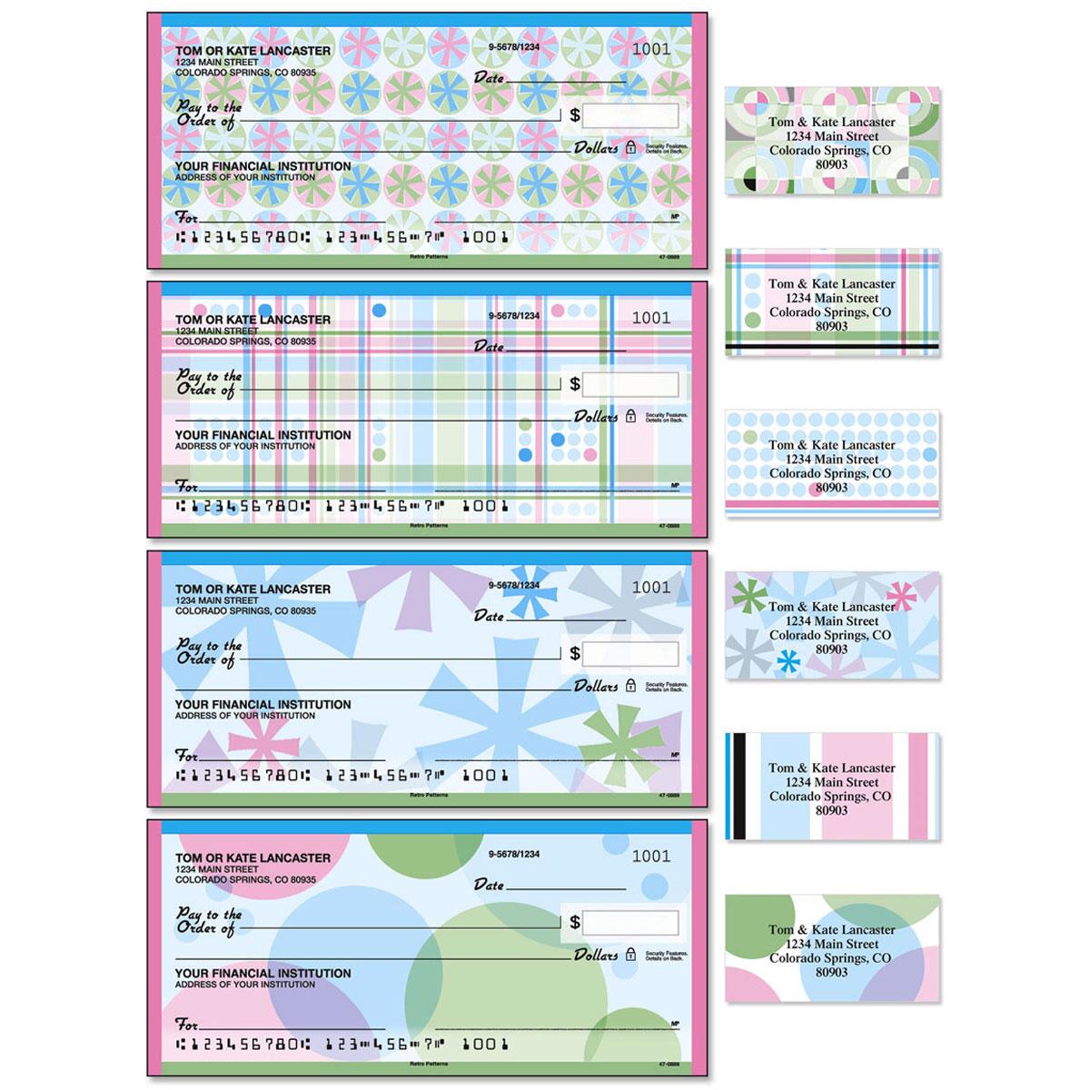 Retro Patterns Personal Single Checks With Matching Address Labels ...