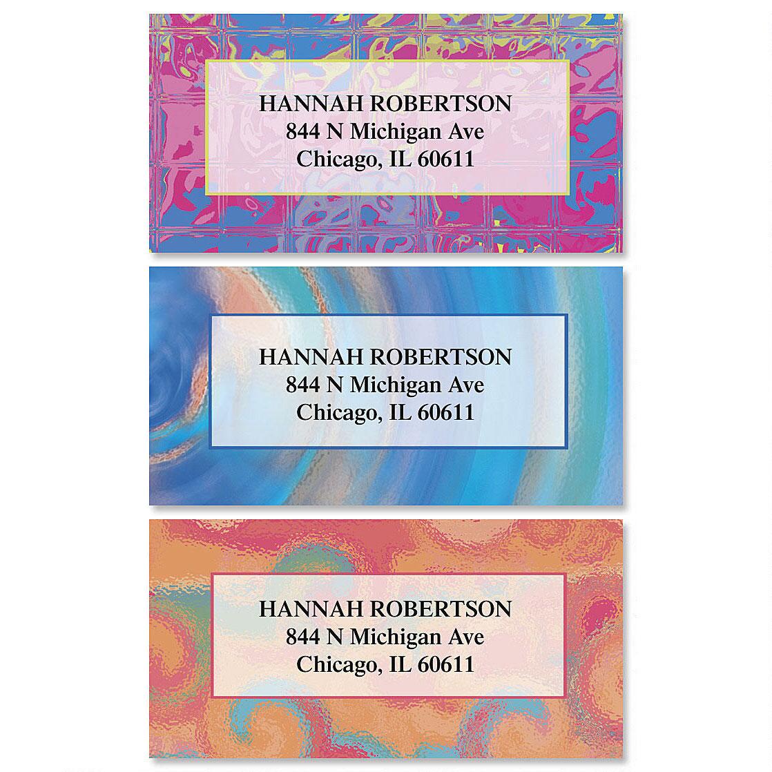 Rippled Glass Border Return Address Labels | Colorful Images