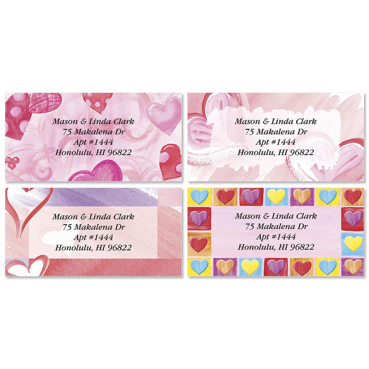 Romancing Hearts Valentine's Day Border Return Address Labels ...