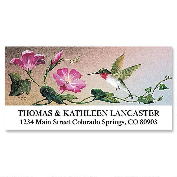 Ruby hroated Hummingbird Deluxe Return Address Labels | Colorful Images