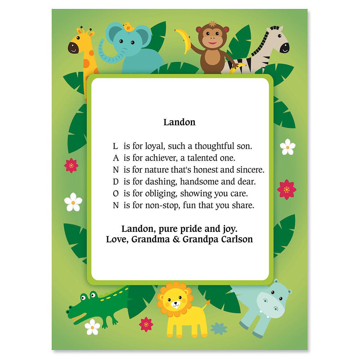 Safari Name Poem Print | Colorful Images