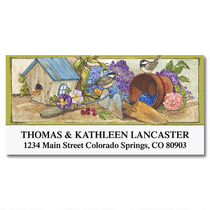 Sandis Birdhouse Garden Deluxe Return Address Labels | Colorful Images