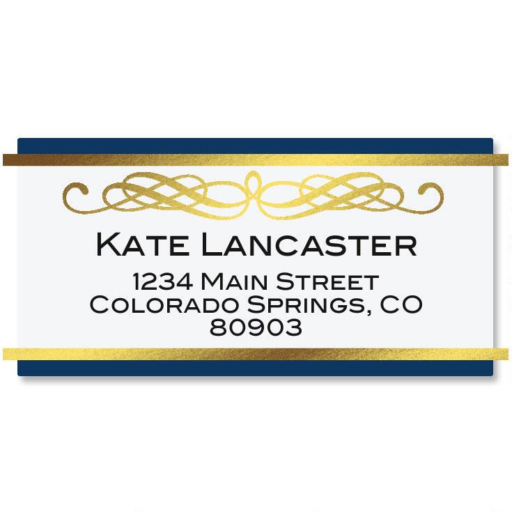 Sapphire Foil Border Return Address Labels | Colorful Images