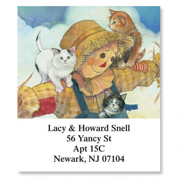 Scarecrow Cats Select Return Address Labels | Colorful Images