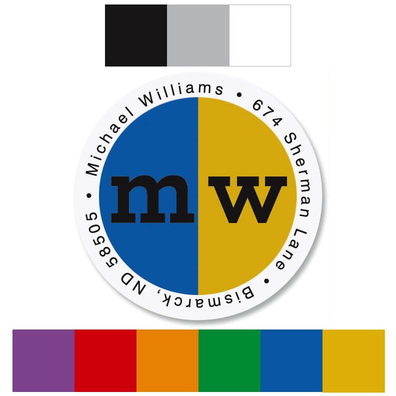School Colors Round Return Address Labels | Colorful Images