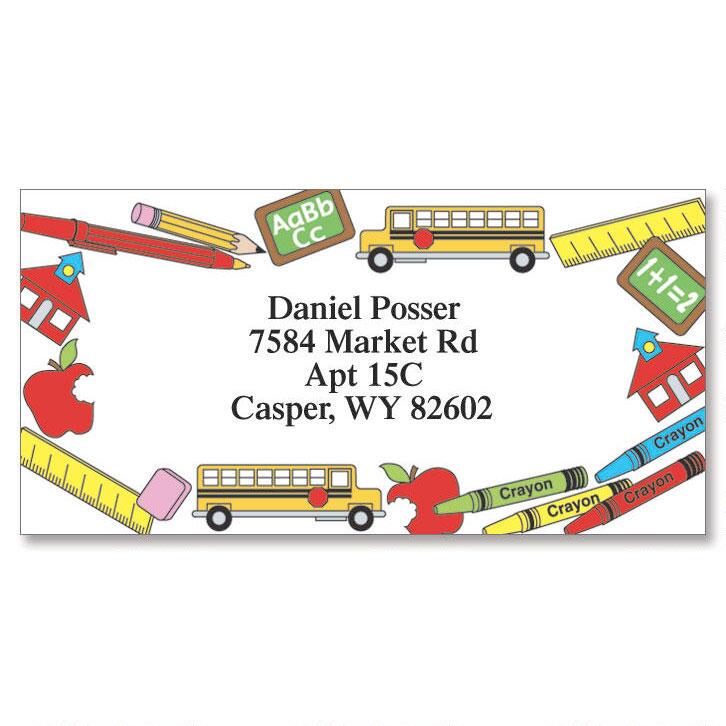 School Days Border Return Address Labels | Colorful Images