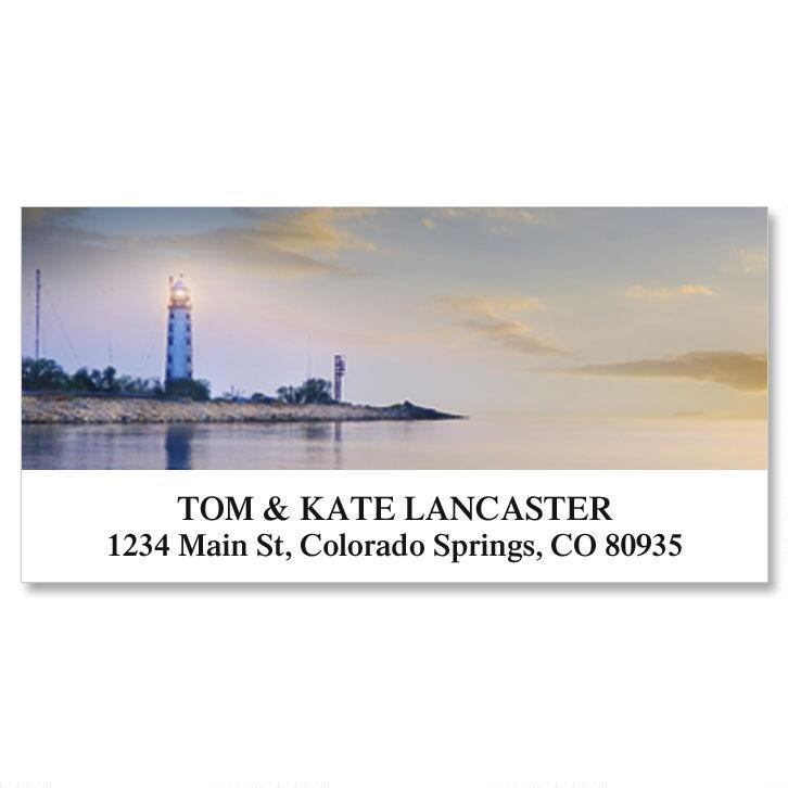 Seascape and Lighthouse Deluxe Return Address Labels | Colorful Images