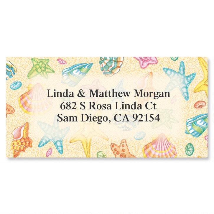Seashells & Starfish Border Return Address Labels | Colorful Images