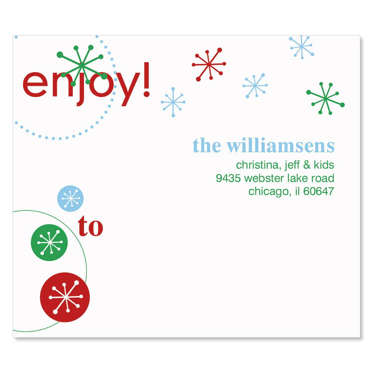 Snowflake Sparkle Package Labels | Colorful Images