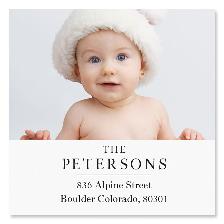 Personalized Classic Large Square Photo Address Label | Colorful Images