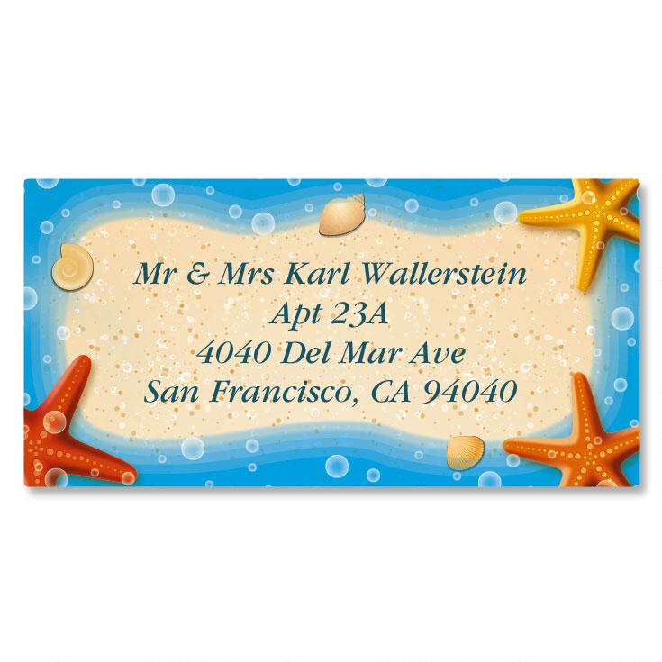 Starfish Trio Tropical Border Return Address Labels | Colorful Images