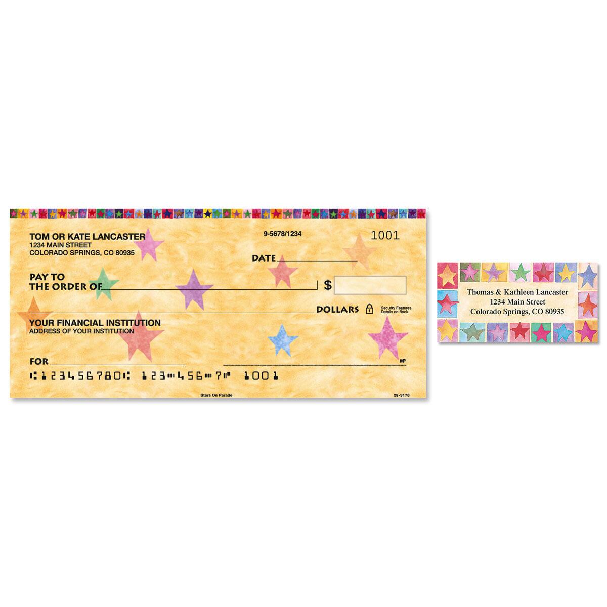 Stars on Parade Personal Single Checks With Matching Address Labels ...