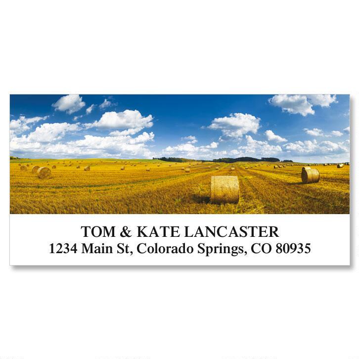 Straw Bales in Field Deluxe Return Address Labels | Colorful Images